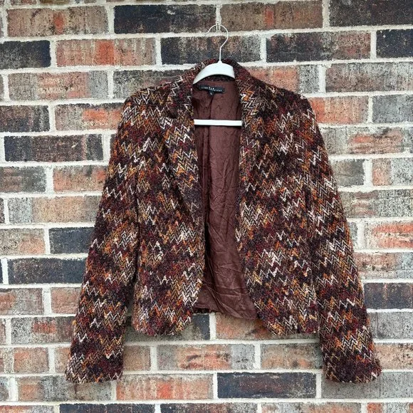 Heart Moon Star | Jackets & Coats | Heart Moon Star Brown Zigzag Blazer ...